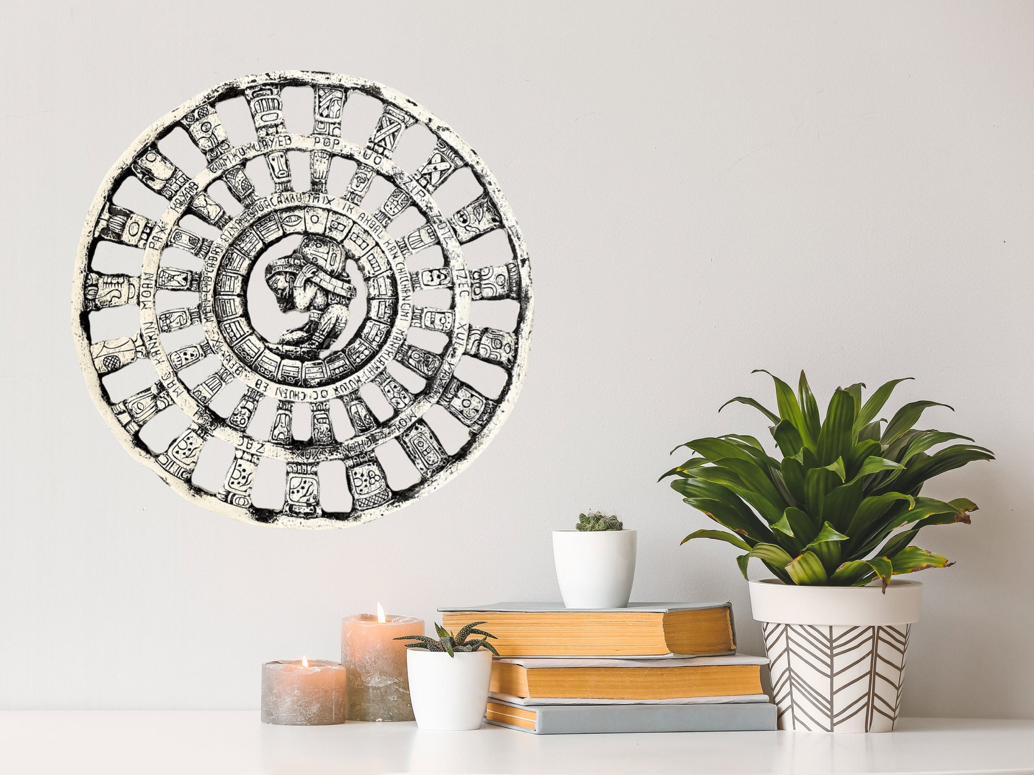 Mayan Calendar for Wall Pre-hispanic Calendar Tzolkin With Glyphs ...