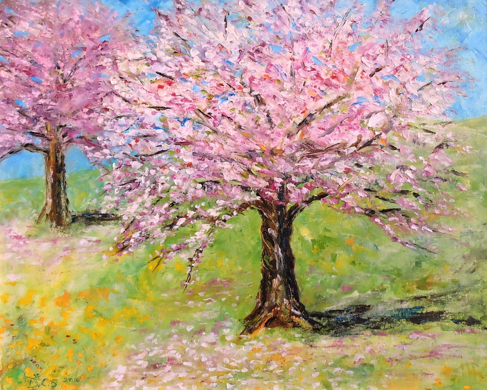 Flowering Trees Spring Landscape Original Oil Painting/palette Knife ...