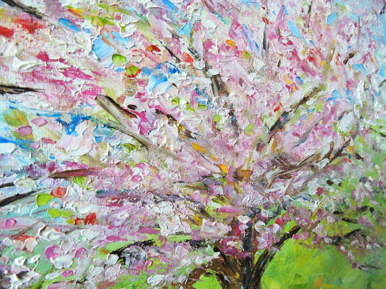 Flowering Trees Spring Landscape Original Oil Painting/palette Knife ...