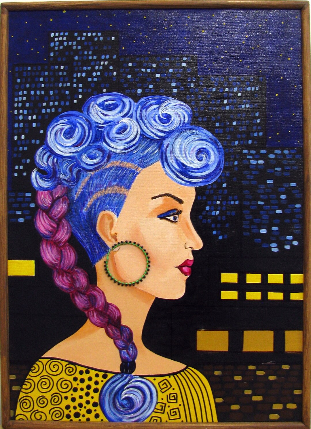Modern Girl Portrait Acrylic Large Canvas Framed/modern Girl Portrait ...