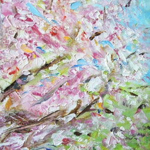 Flowering Trees Spring Landscape Original Oil Painting/palette Knife ...