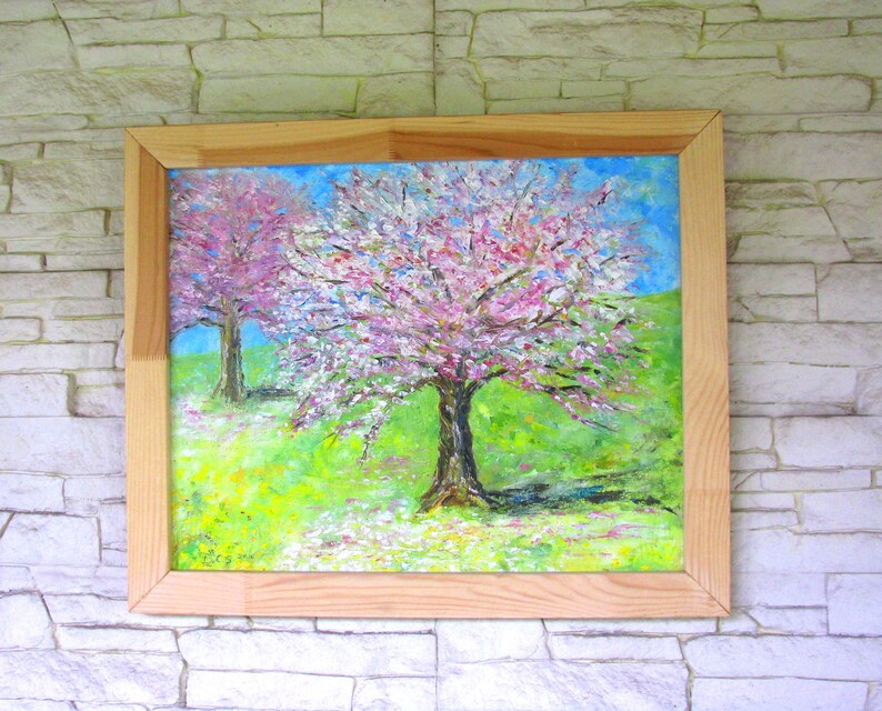 Flowering Trees Spring Landscape Original Oil Painting/palette - Etsy