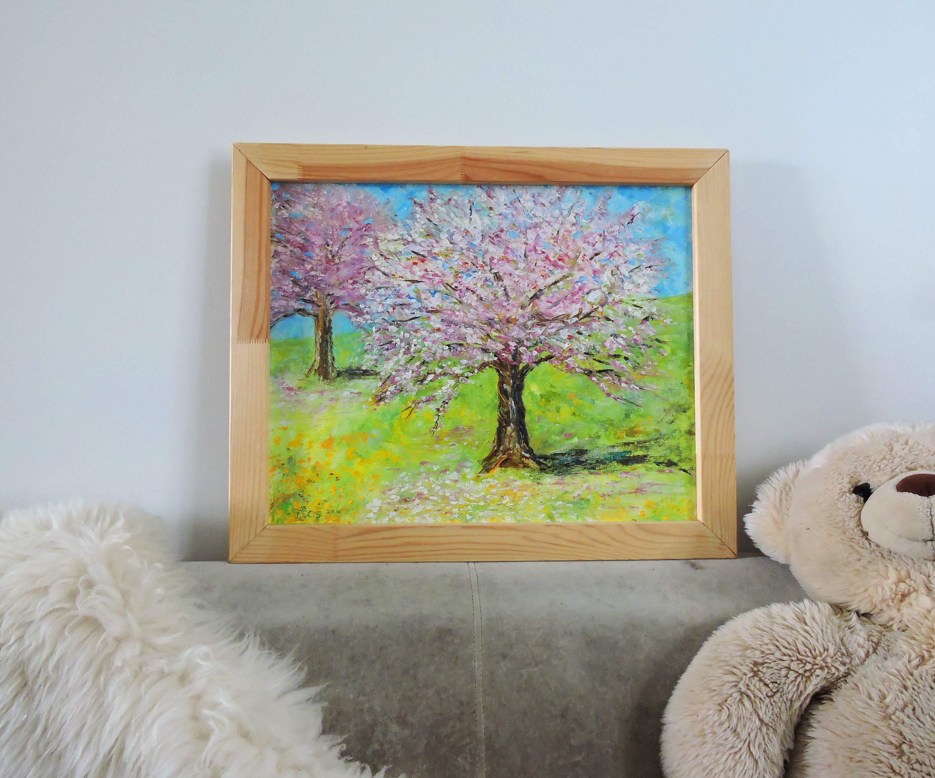 Flowering Trees Spring Landscape Original Oil Painting/palette - Etsy