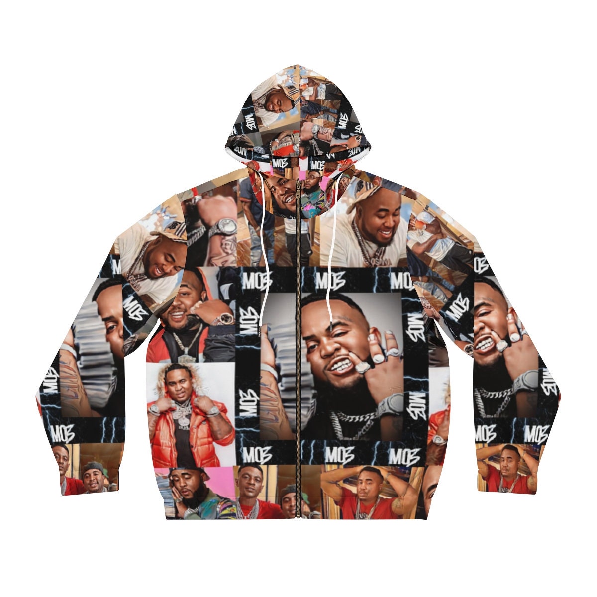 Men's Mo3 Rapper Full-Zip Hoodie Designed & Sold By Kwesi
