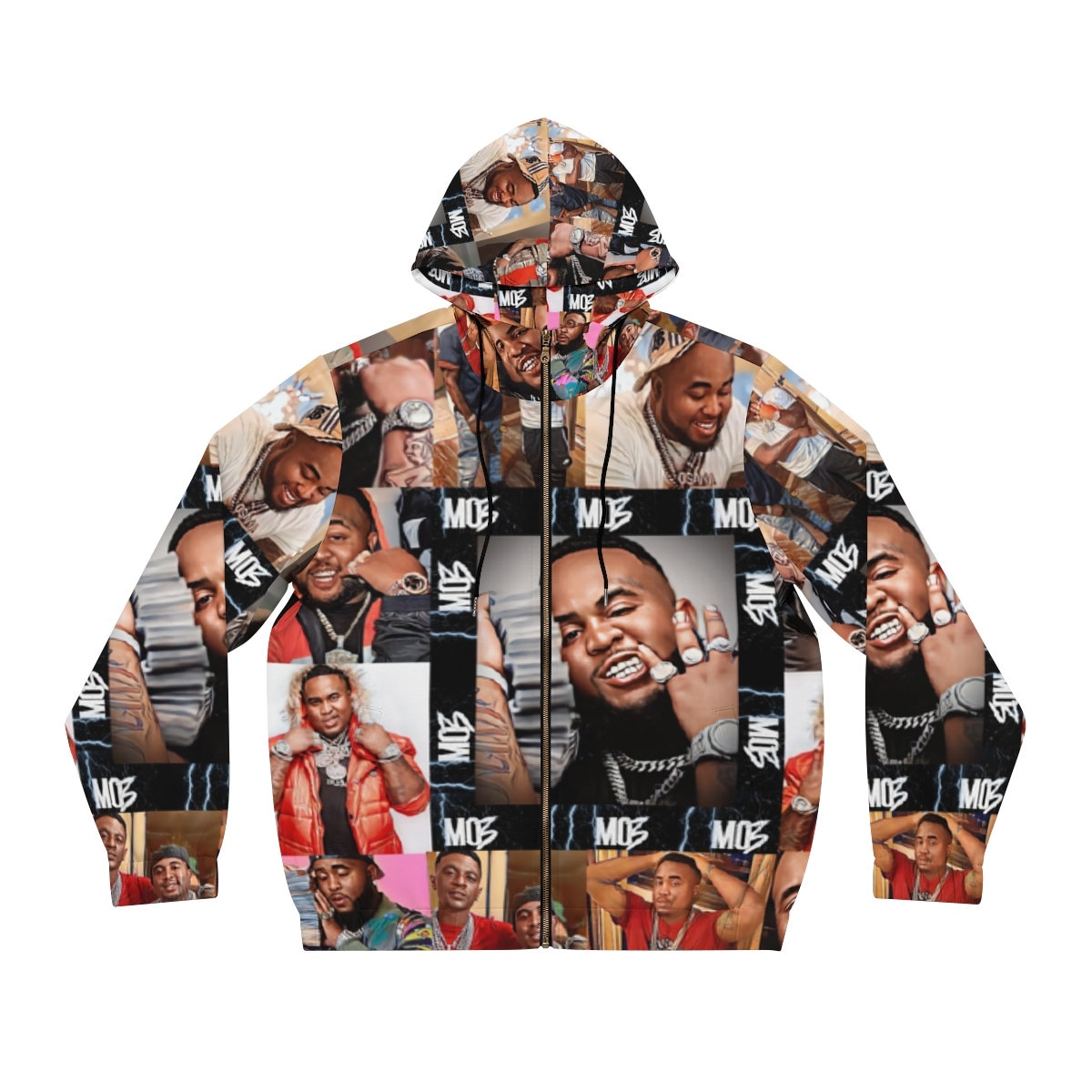 Men's Mo3 Rapper Full-Zip Hoodie Designed & Sold By Kwesi