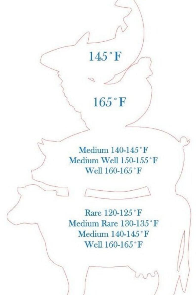SVG, Laser Cut File, Engraved Grilling USDA Recommended Temperature ...