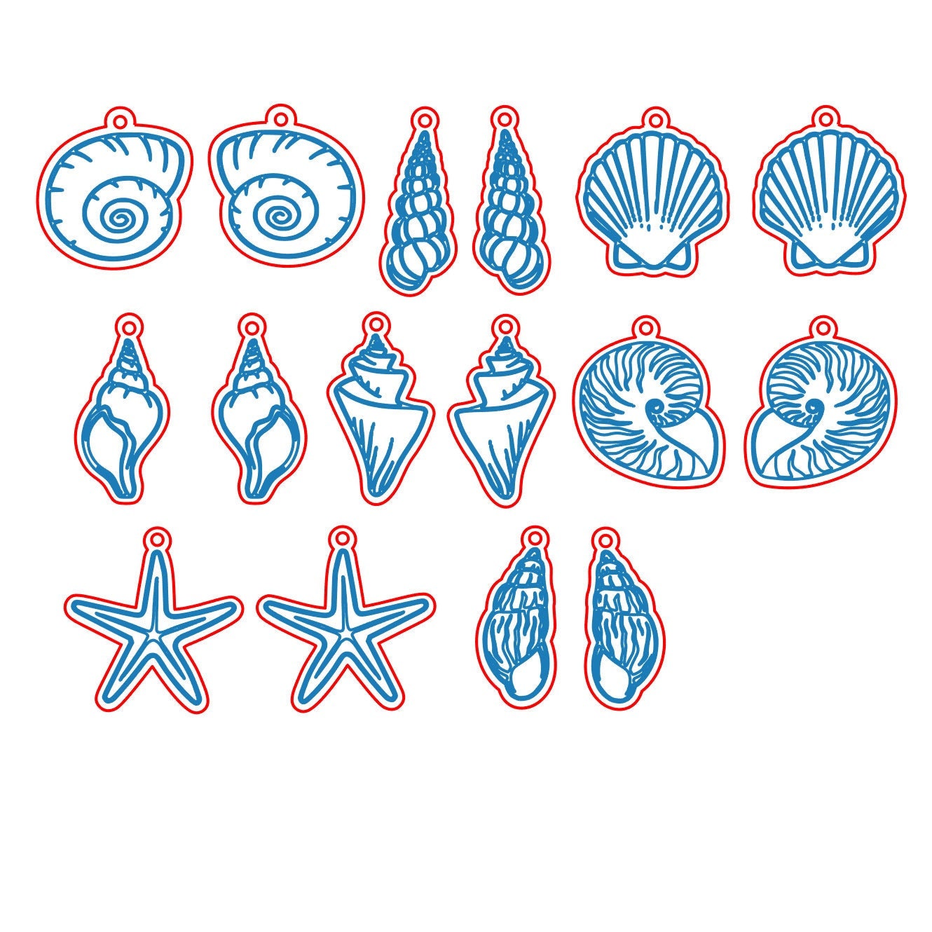 SVG Laser Cut File Engraved Shell Dangle Earring Bundle 8 Cut - Etsy