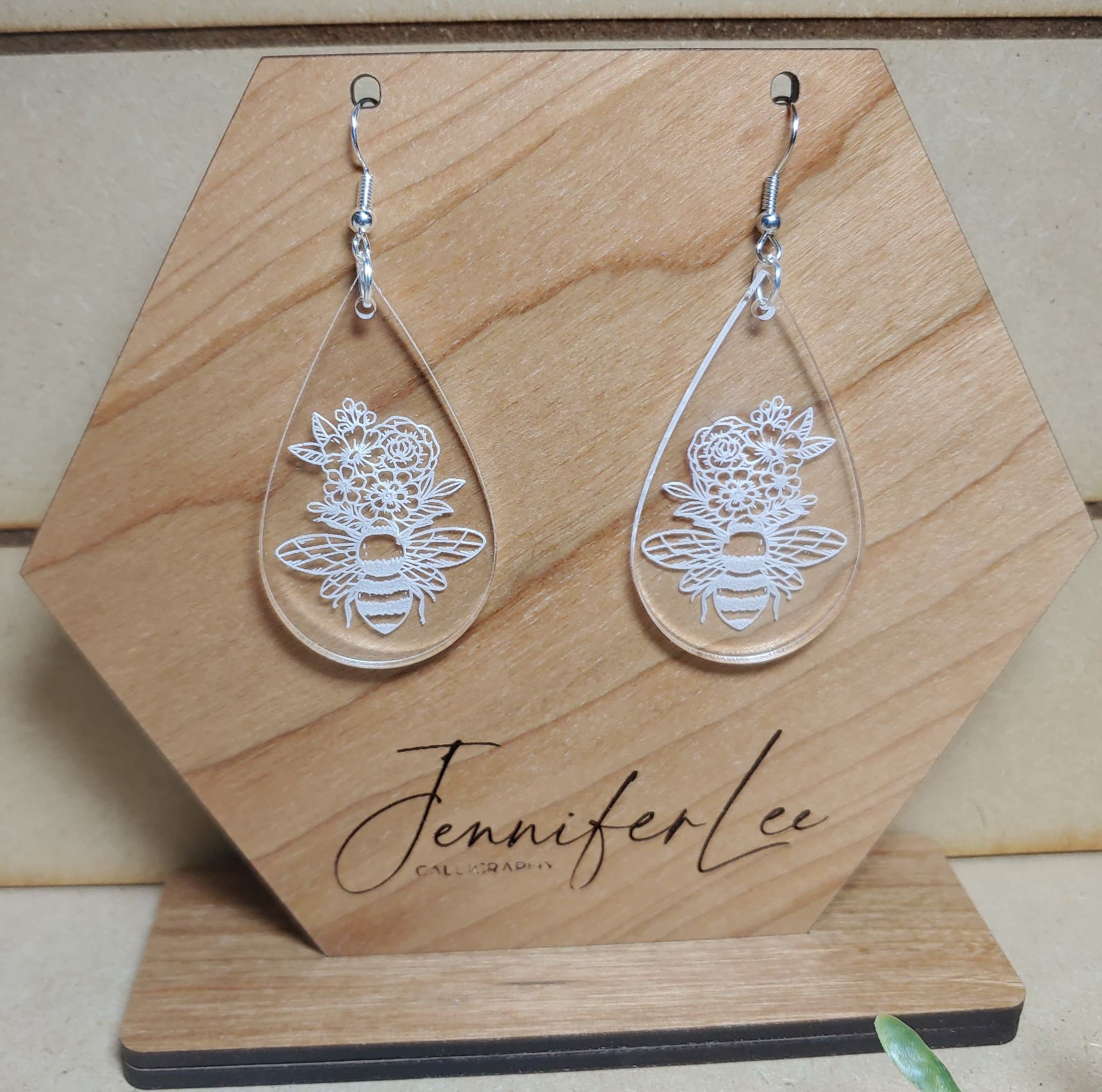 SVG , Laser Cut File, Engraved Honey Bee Dangle Earring Bundle 6 Cut ...