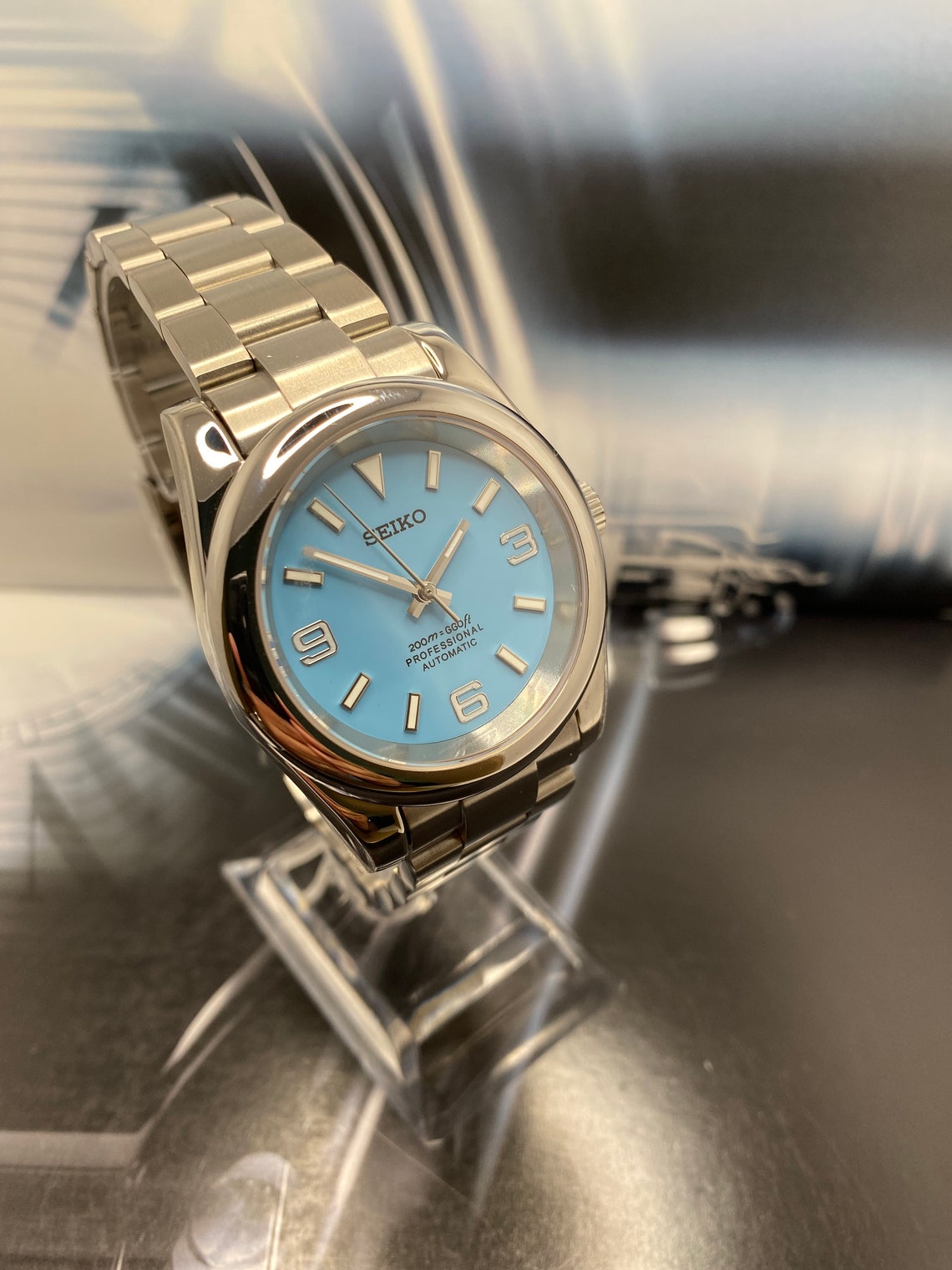 Seiko Mod Oyster Perpetual Sky Blue Dial Custom Build 40mm | Etsy