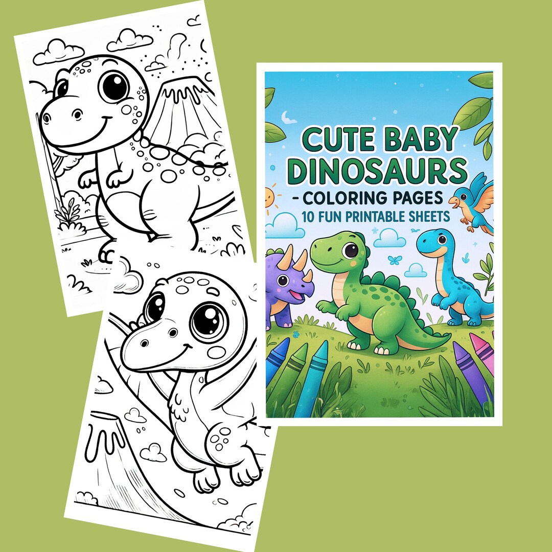 Cute Baby Dinosaurs Coloring Pages – 10 Fun Printable Sheets - Etsy