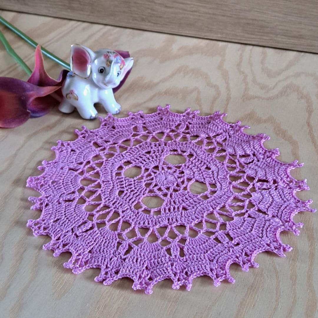 Pink Lace Crochet Doily Pattern PDF – Romantic Vintage Decor – Round ...