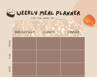 Printable Weekly Meal Planner - Etsy