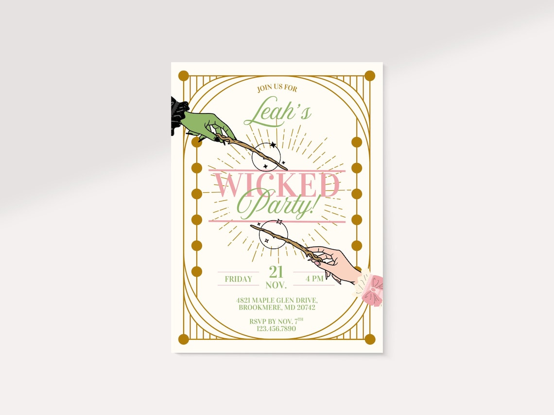 Wicked Inspired Invitation | Witch Theme Canva Template | Digital ...