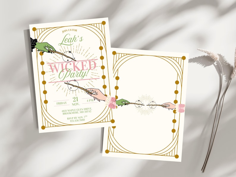 Wicked Inspired Invitation | Witch Theme Canva Template | Digital ...