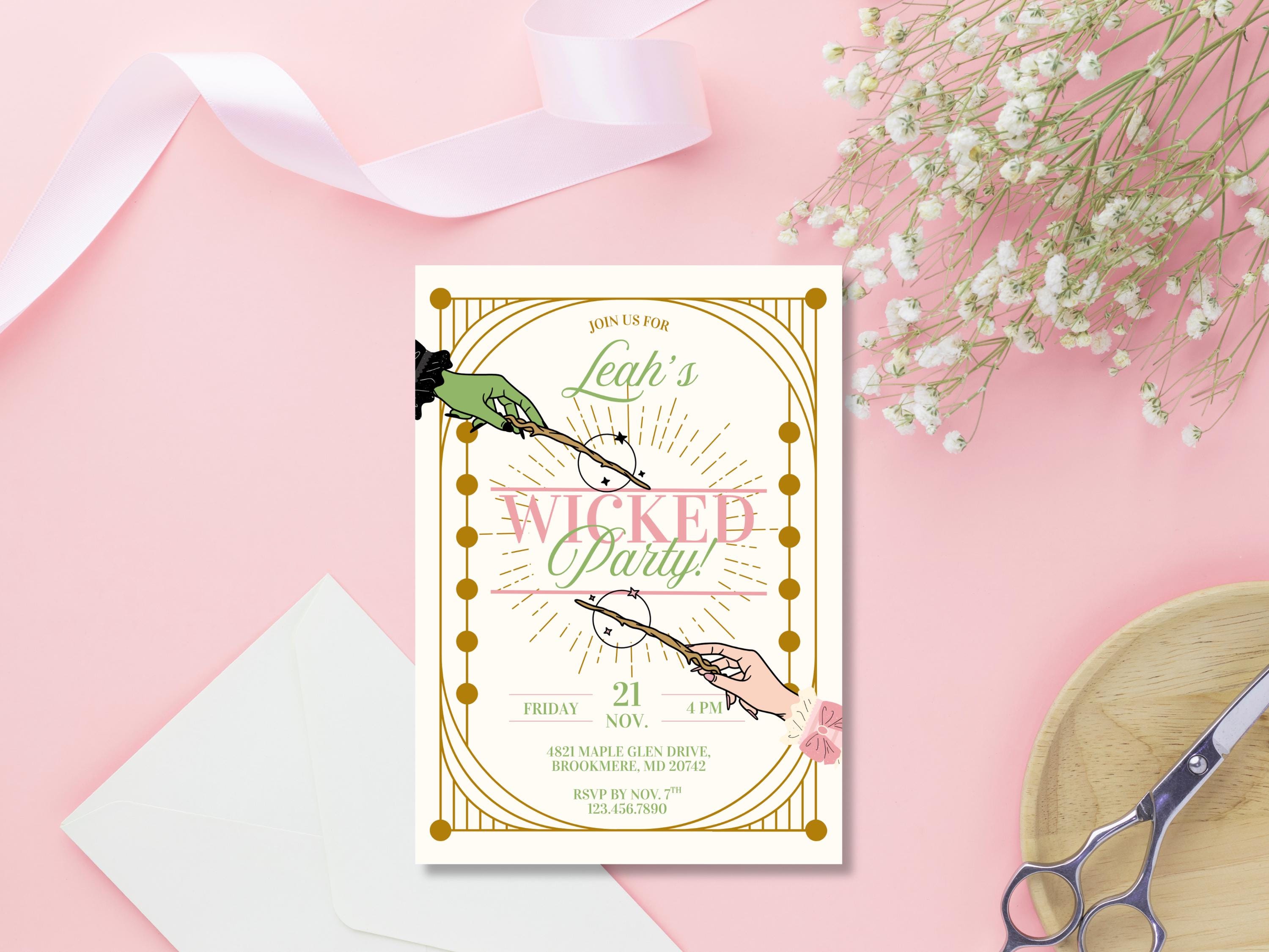 Wicked Inspired Invitation | Witch Theme Canva Template | Digital ...