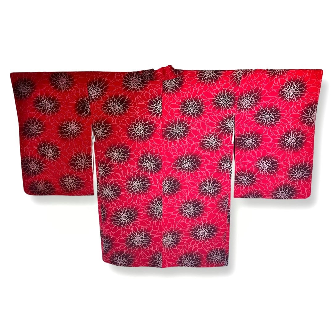 Haori Jacket, Japanese Haori, Red Vintage Haori, Silk Haori, Short ...