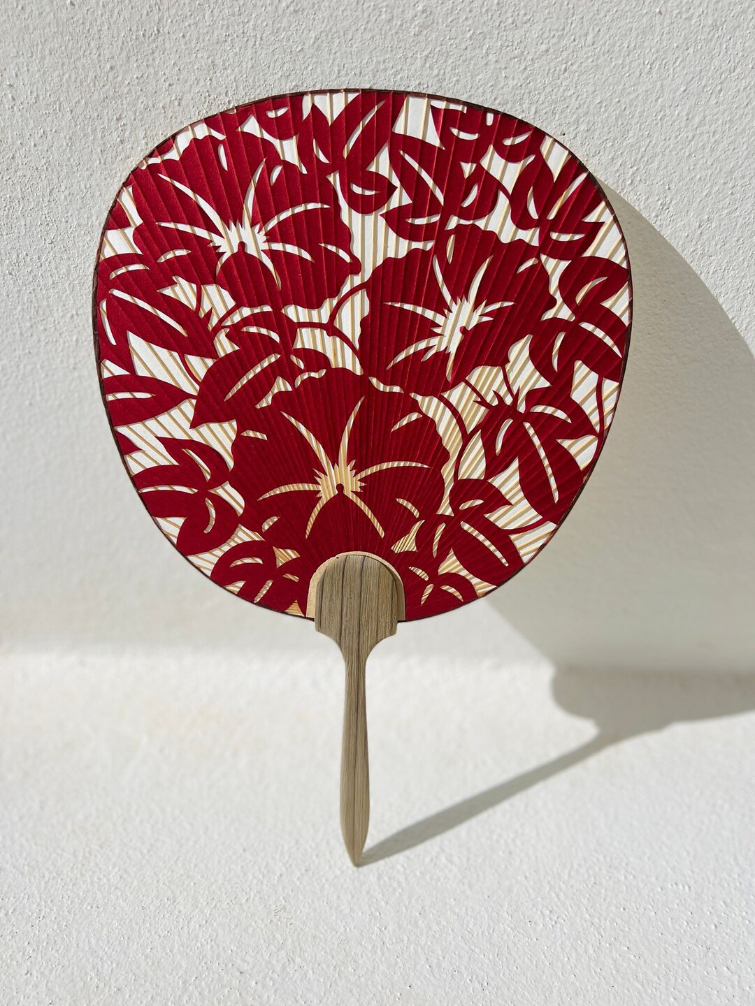 Red Bamboo Uchiwa Fan, Japanese Fan - Etsy
