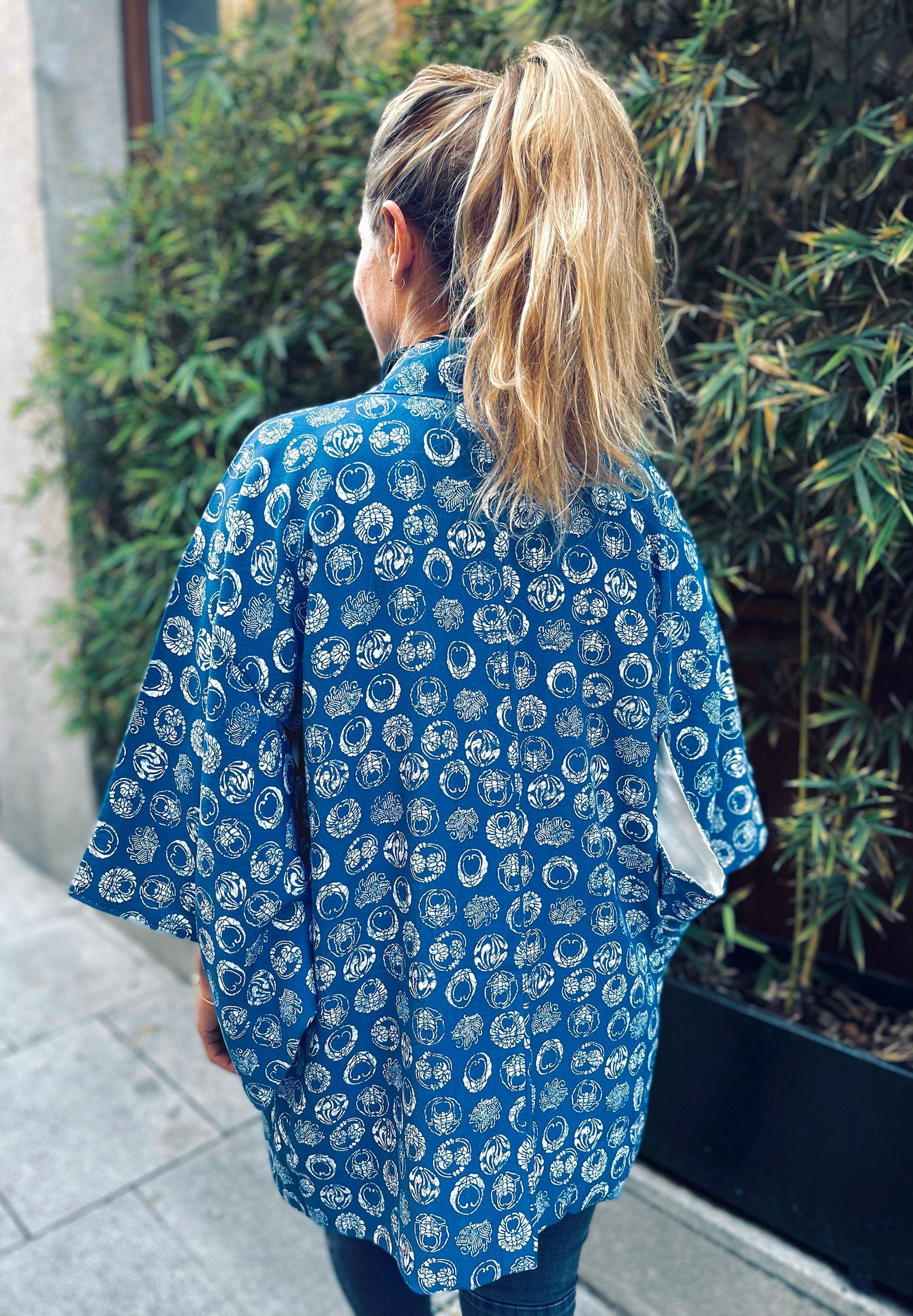 Blue Haori Jacket, Crepe Silk Haori, Japanese Haori, Vintage Haori ...