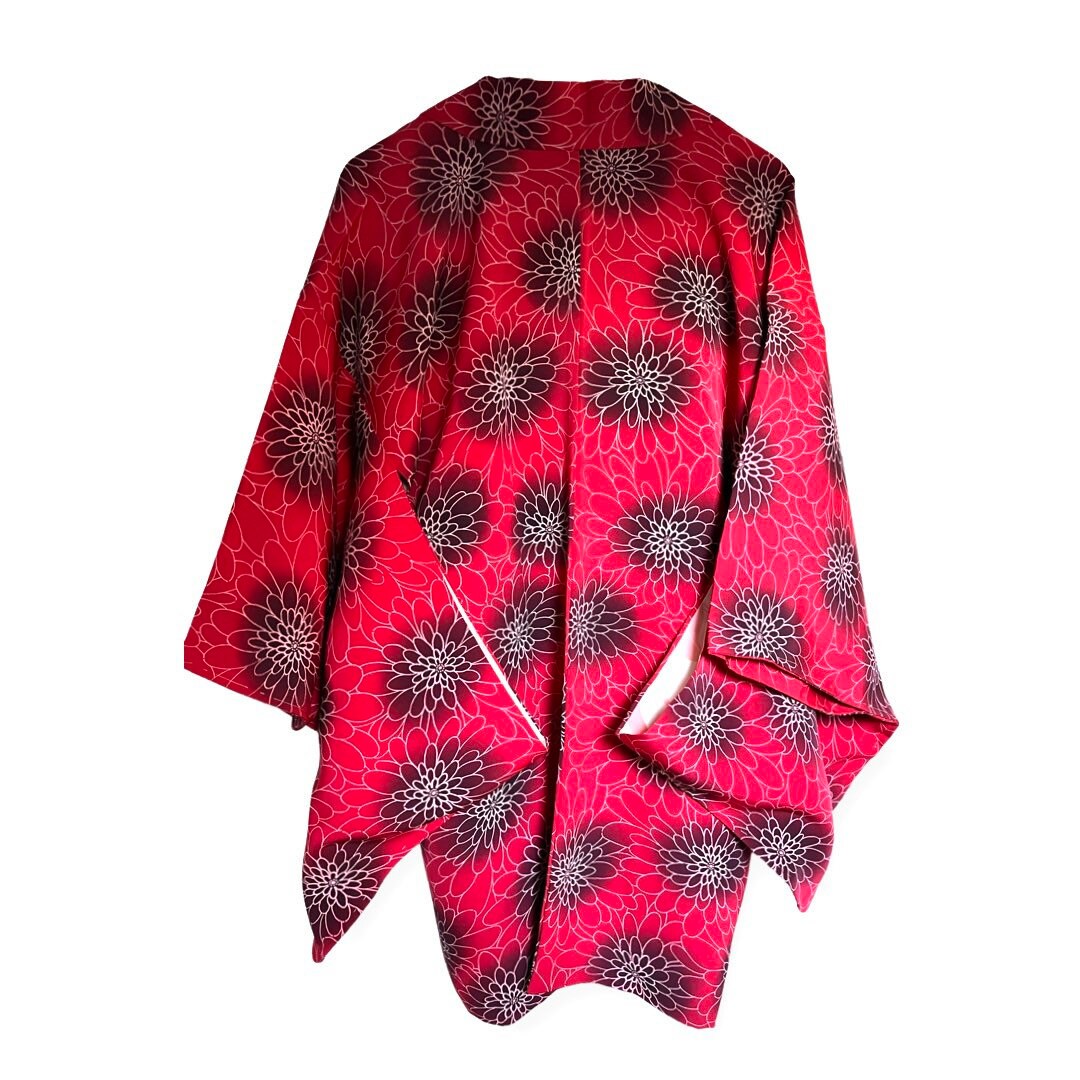 Haori Jacket, Japanese Haori, Red Vintage Haori, Silk Haori, Short ...