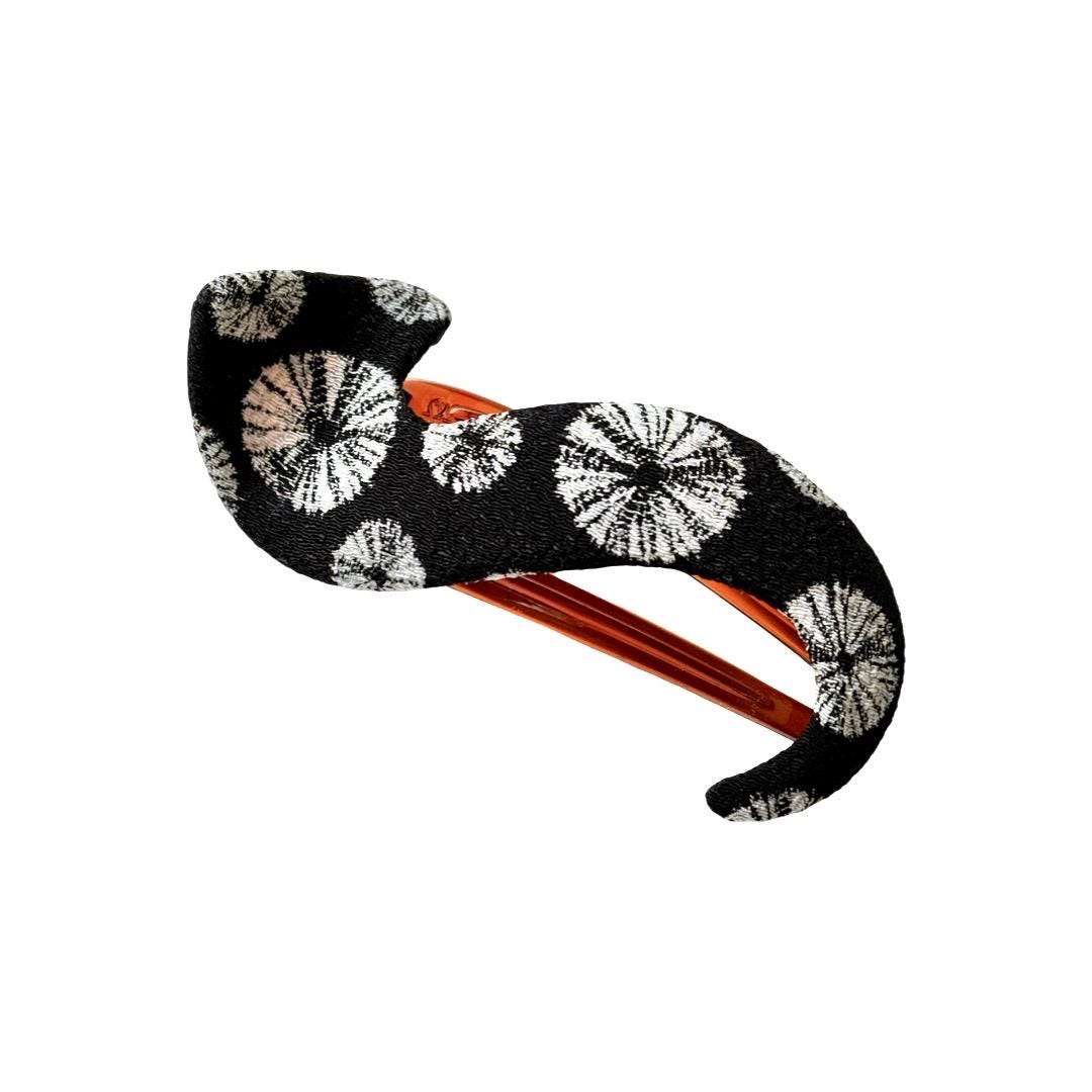 Black Hair Clíp, S Shape, Japanese Design, Kimono Hair Clip, Shibori ...
