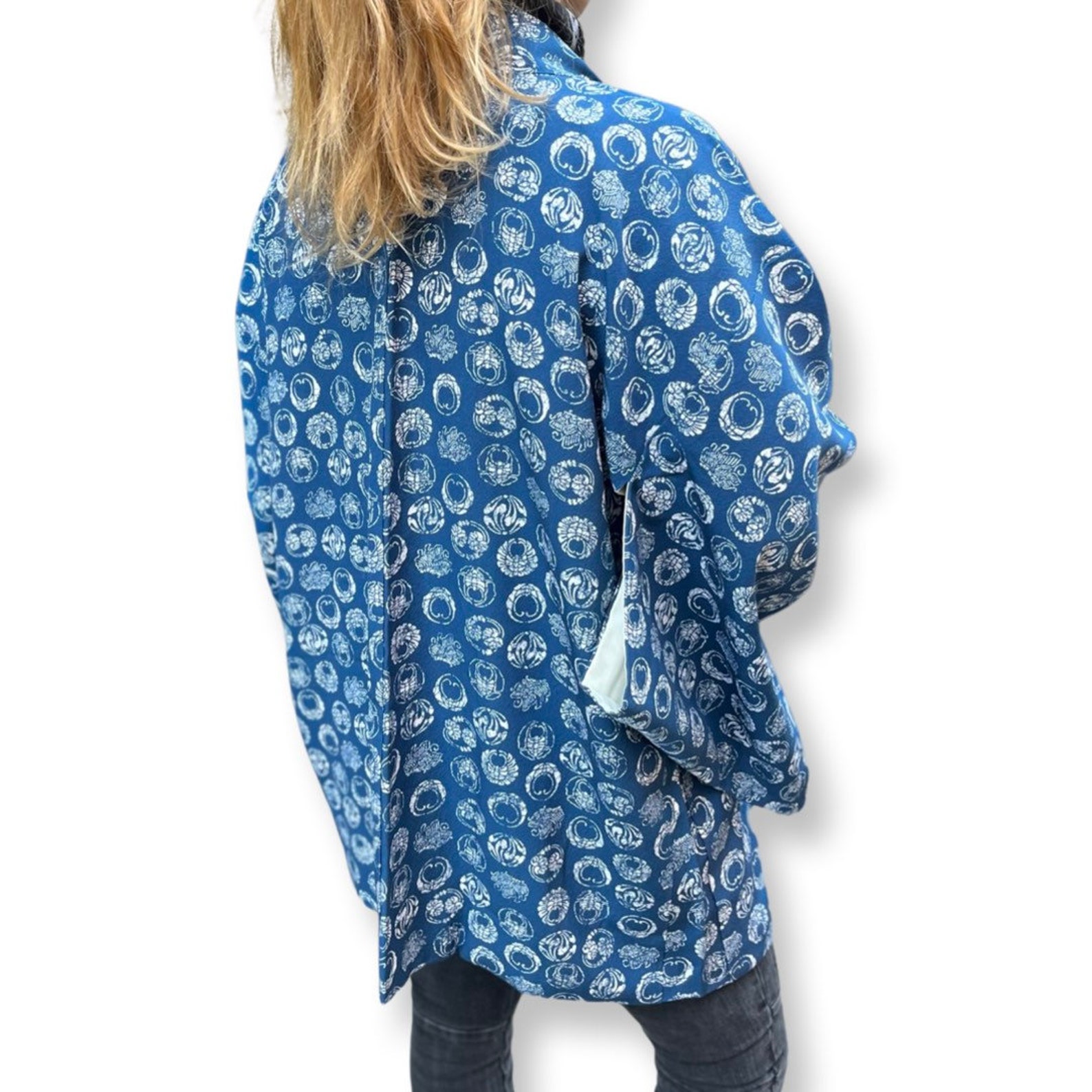 Blue Haori Jacket, Crepe Silk Haori, Japanese Haori, Vintage Haori ...