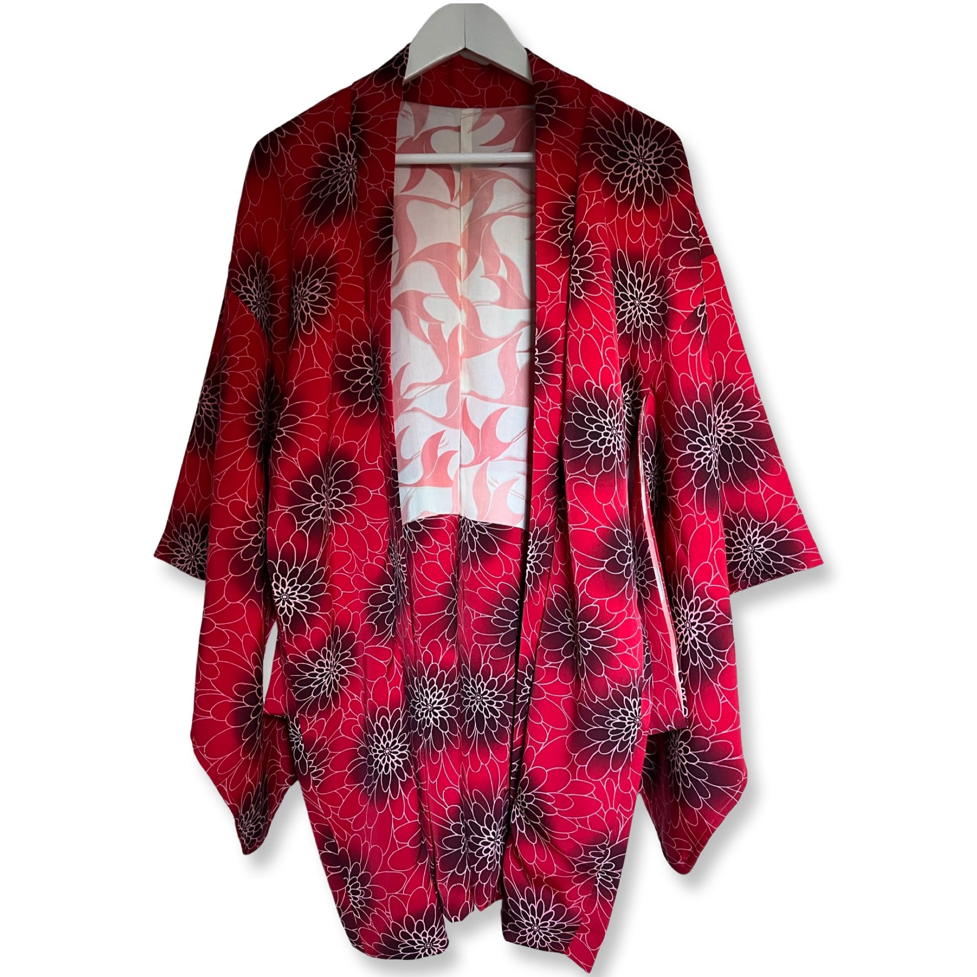 Haori Jacket, Japanese Haori, Red Vintage Haori, Silk Haori, Short ...