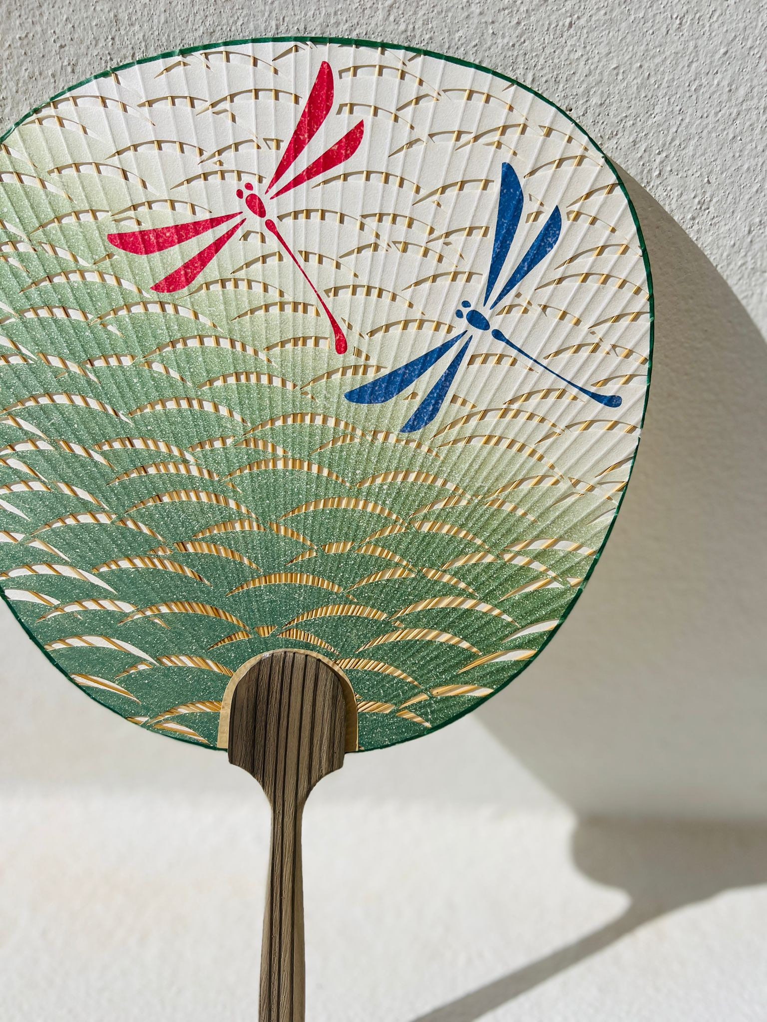 Green Uchiwa Fan, Abanico Japones, Láser Cut Paper Fan, Japanese Uchiwa ...