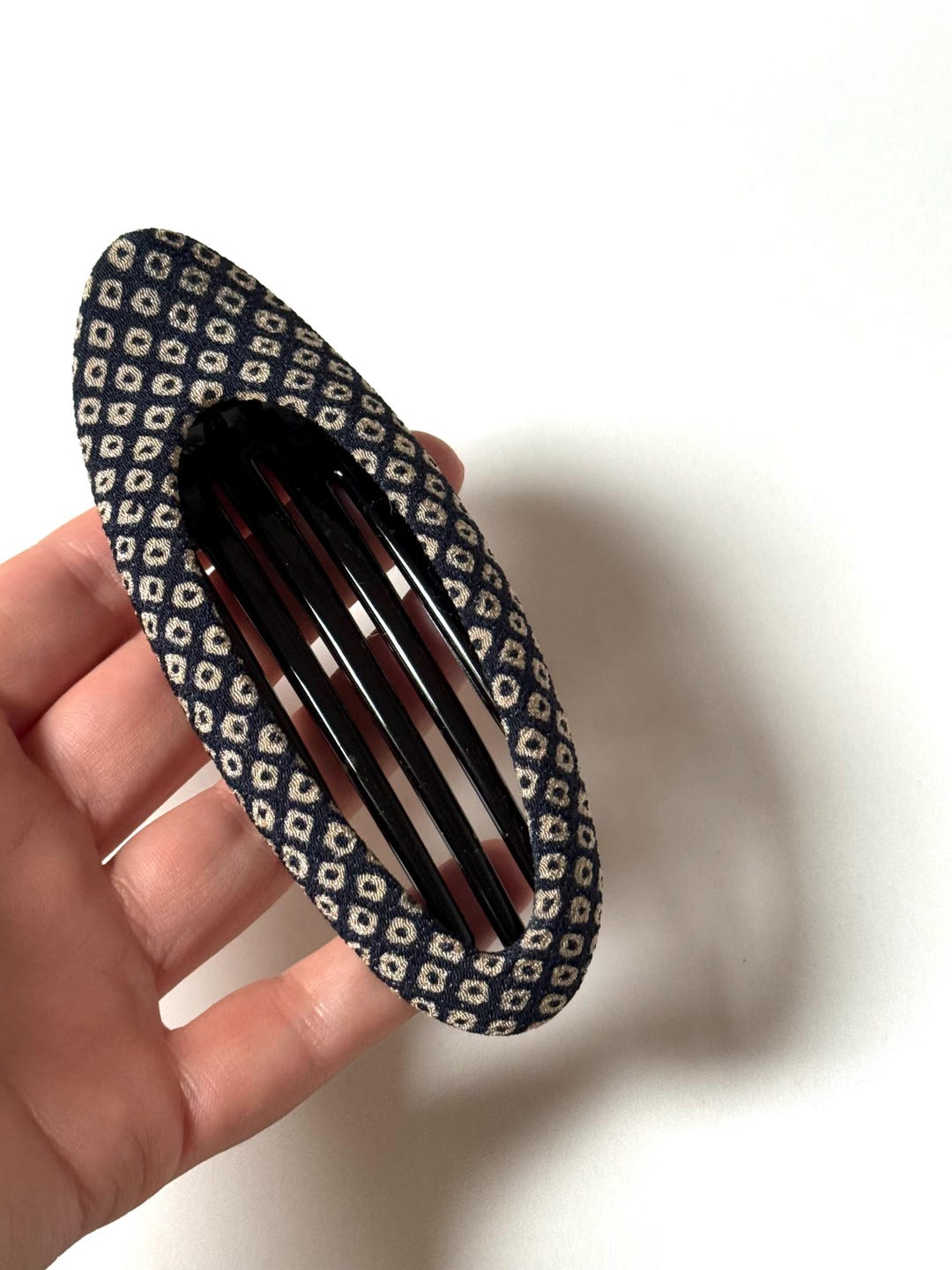 Oval Hair Clip, French Style Hair Clip, Navy Blue, Hair Claw, Barrette ...