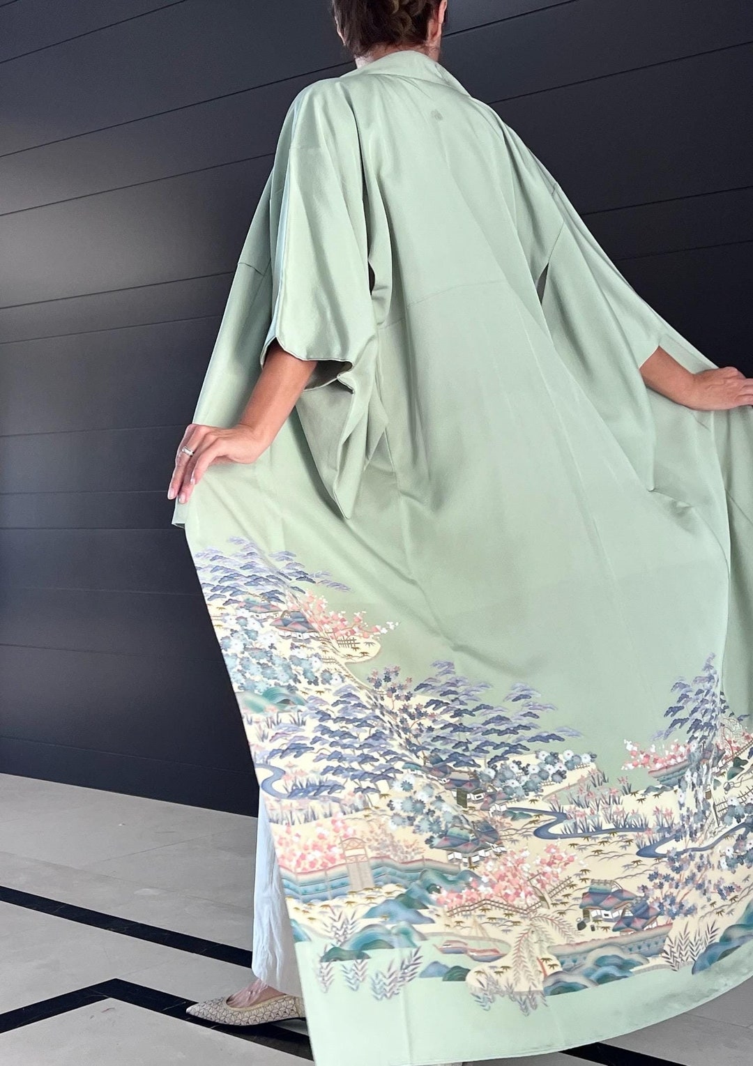 Japanese Silk Kimono, Artist Work Kimono, Yuzen Painting Kimono ...