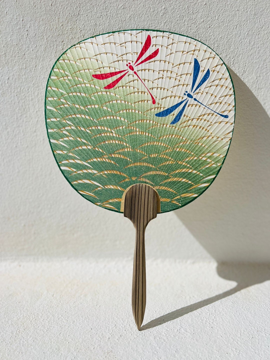 Green Uchiwa Fan, Japanese Fan, Laser-cut Paper Fan, Japanese Uchiwa ...