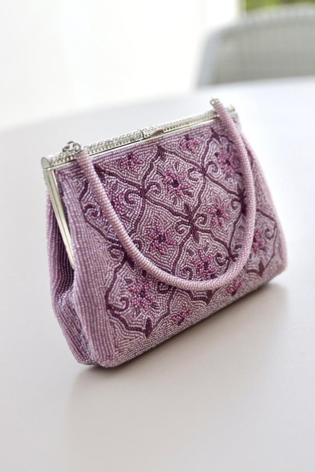 Japanese Beads Bag, Pink Mini Bag , Beads Vintage Bag, Japanese Hand ...