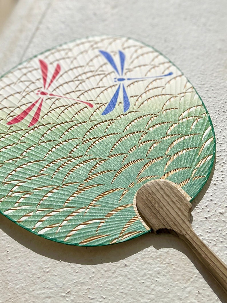 Green Uchiwa Fan, Abanico Japones, Láser Cut Paper Fan, Japanese Uchiwa ...