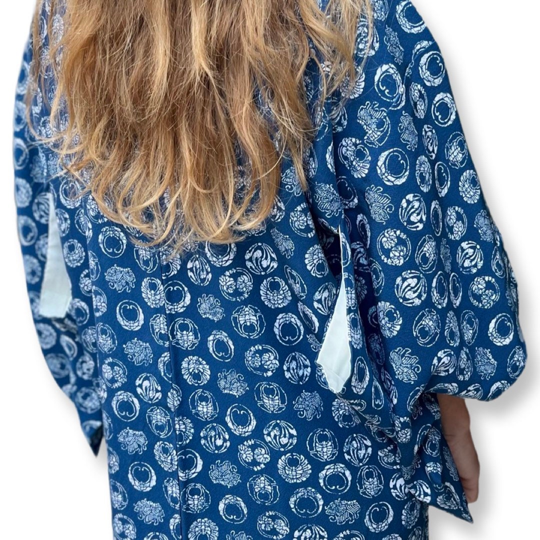 Blue Haori Jacket, Crepe Silk Haori, Japanese Haori, Vintage Haori ...