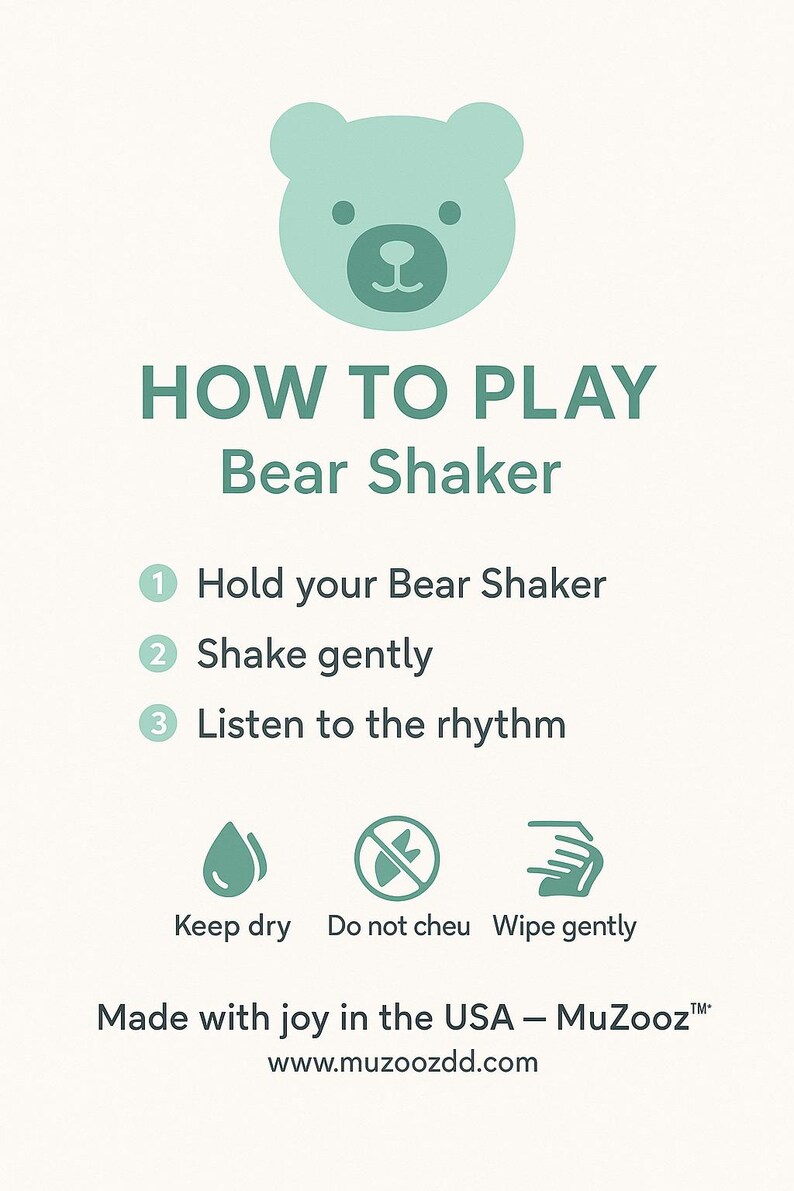 3D Printed Bear Musical Shaker – Mint Green | Handcrafted Musical ...
