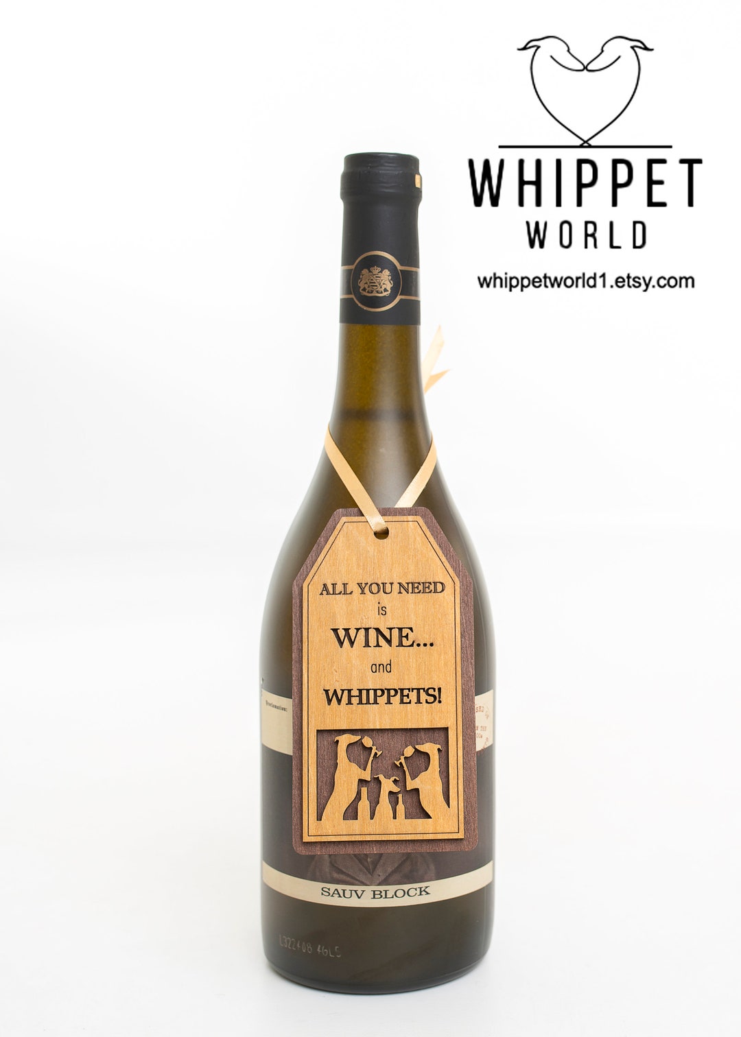 Whippet Wine Bottle Label. Wooden Label. Gift for Whippet Lover ...