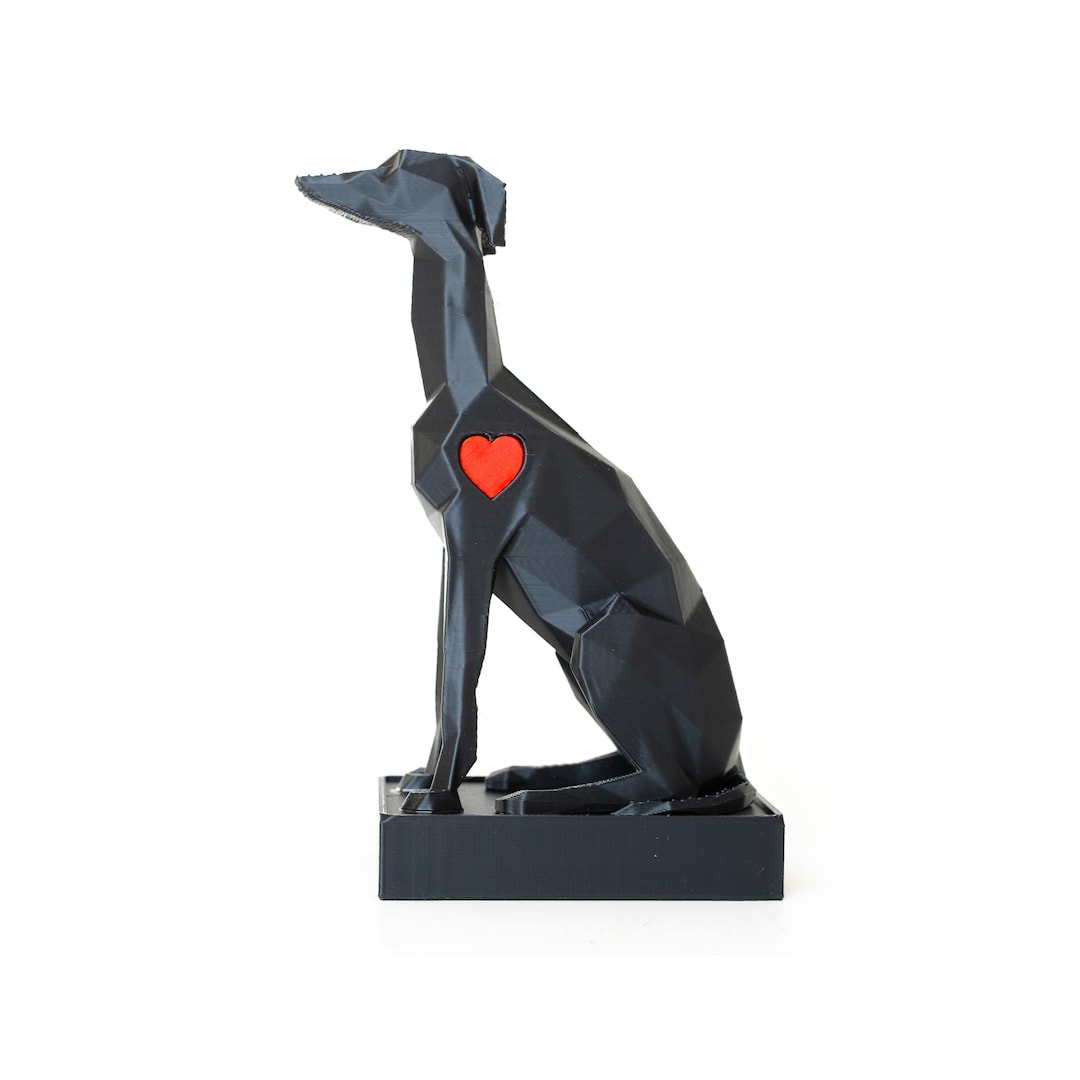 Whippet/greyhound Figurine – Heart Design With Base. Lightweight 3D ...