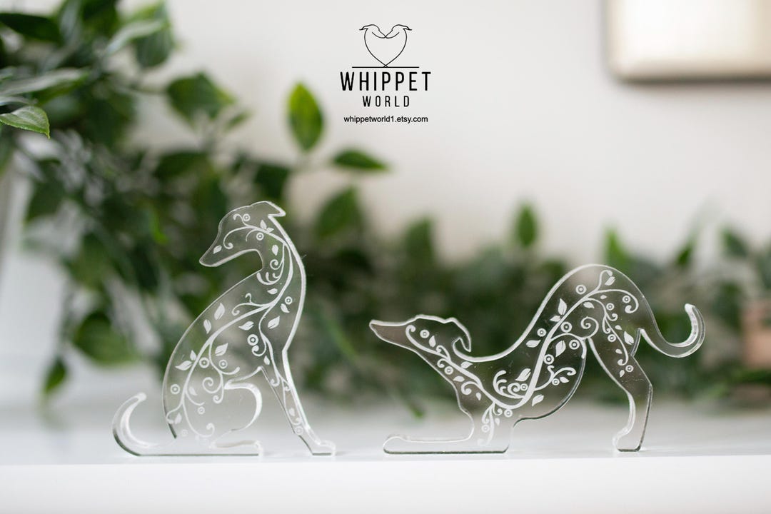 Engraved Acrylic Whippet Ornaments: Elegant Sighthound Decor, Set of ...
