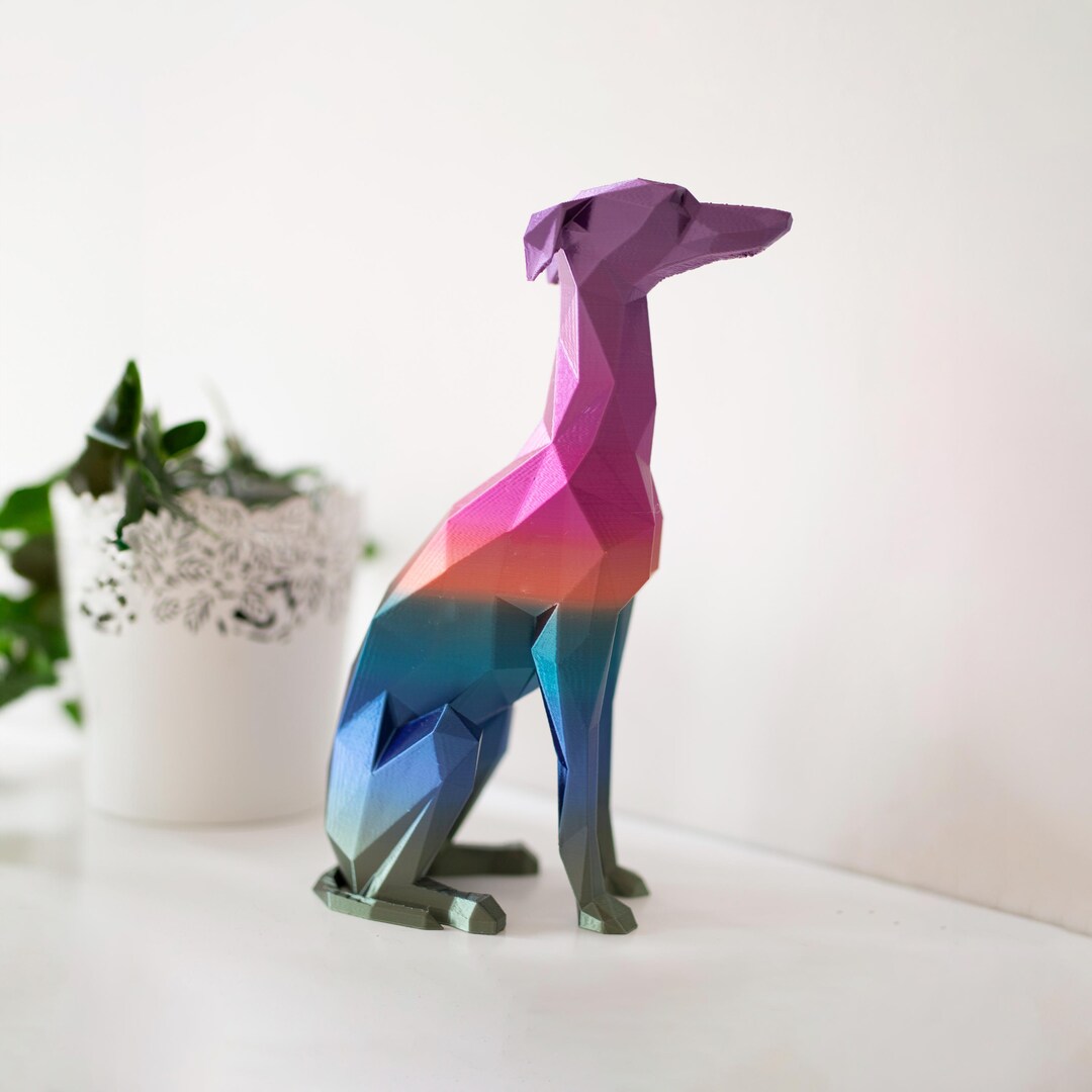 NEW EXTRA LARGE! Rainbow 3d Printed Model of Whippet, Greyhound ...
