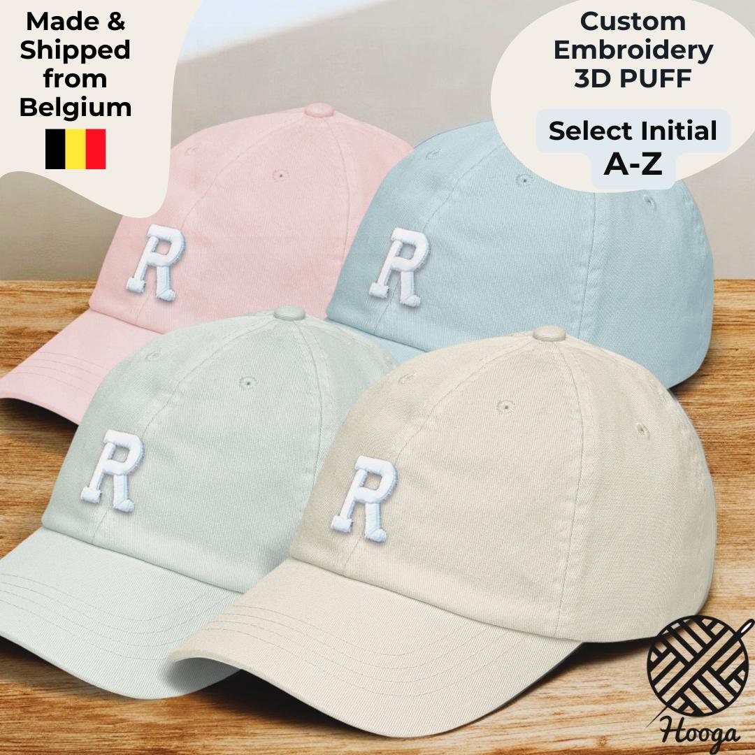 Custom 3D Puff Initial Baseball Cap Personalized Pastel Cap, Minimalist ...