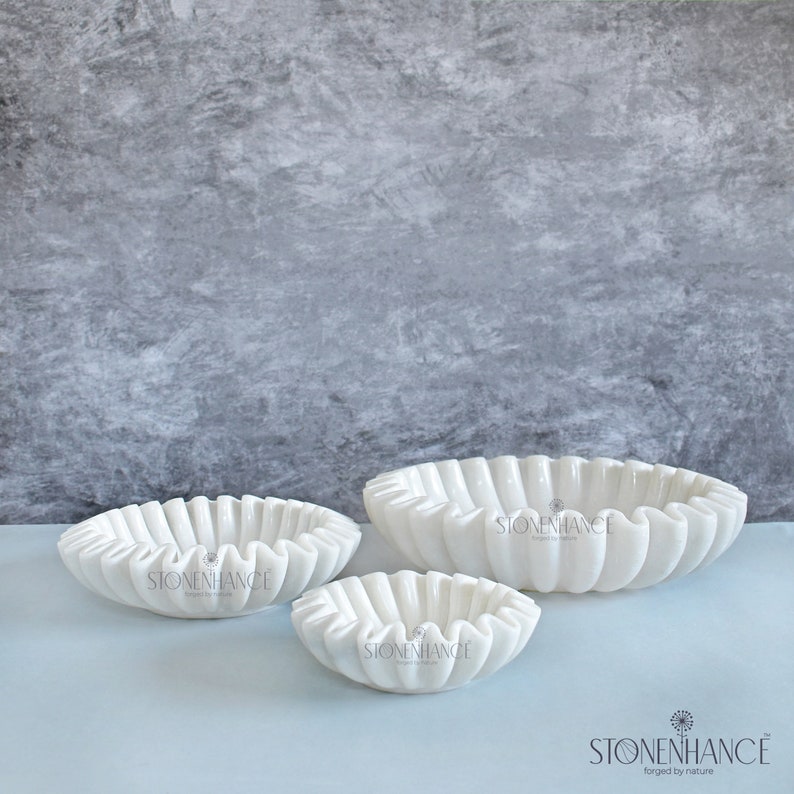 Ruffle Bowl Handcrafted Marble Bowl Decorative Marble Bowl - Etsy