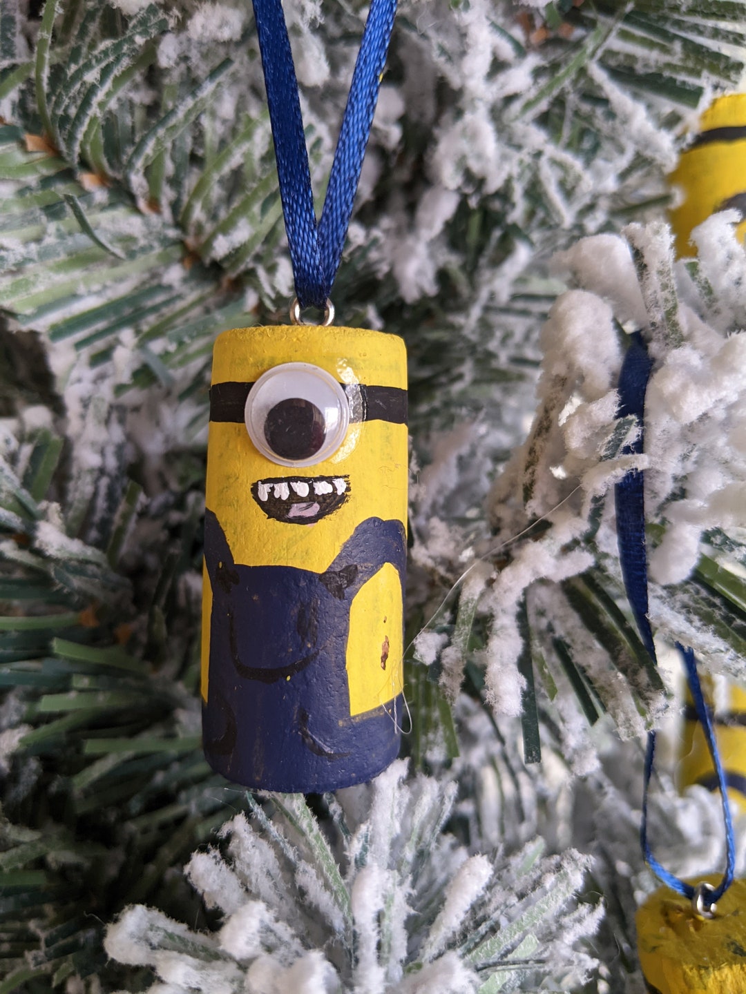 Minions Upcycled Handmade Handpainted Cork Christmas Tree Ornament ...