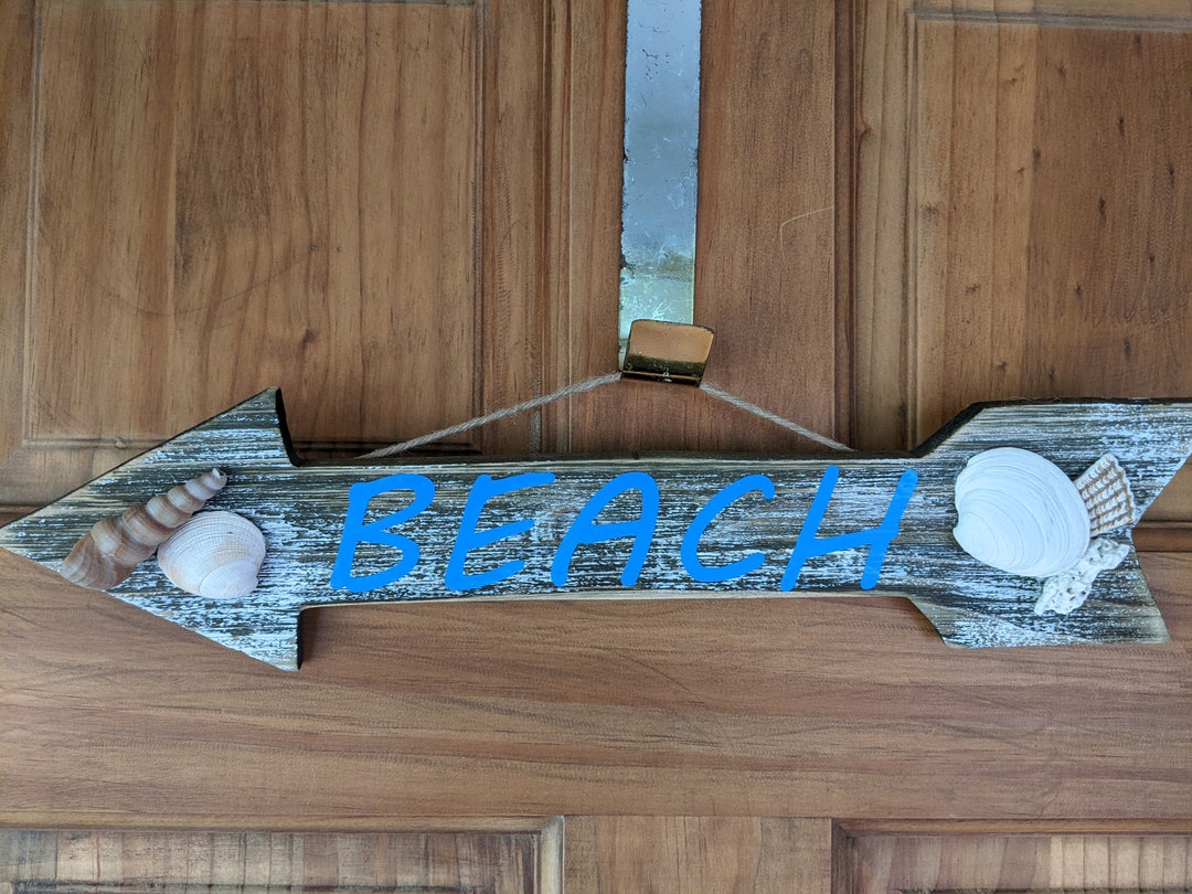 Seashell Beach Arrow Sign: Coastal Decor Art - Etsy