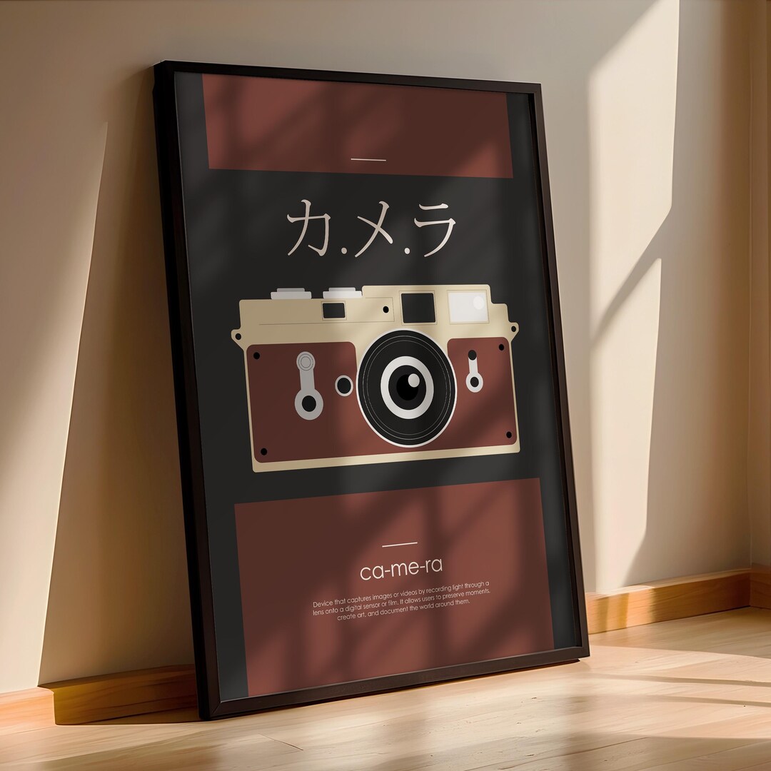Retro Camera Poster – Dark Japanese Style – Framed – Trendy Wall Decor ...