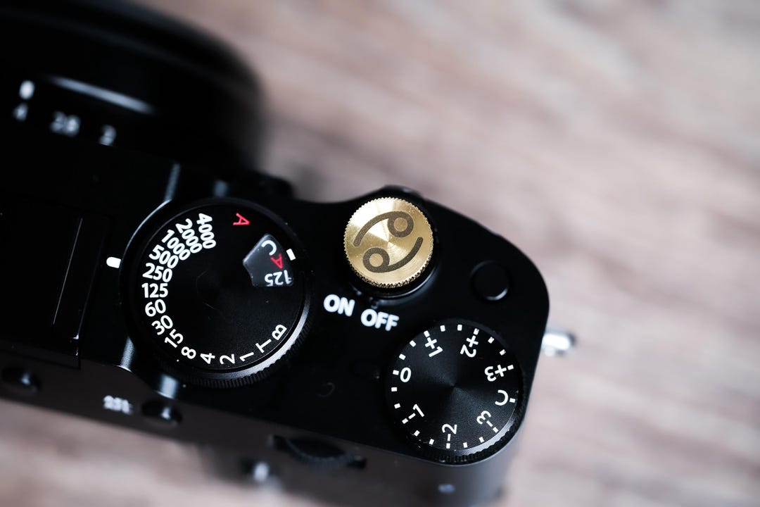 Brass Shutter Button – Laser Engraved Cancer Symbol, Hand Finished ...