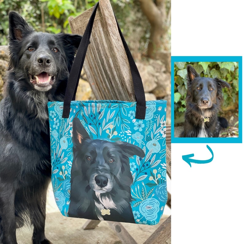Custom Pet Portrait Tote Bag, Custom Tote Bag, Dog Mom Gift ...