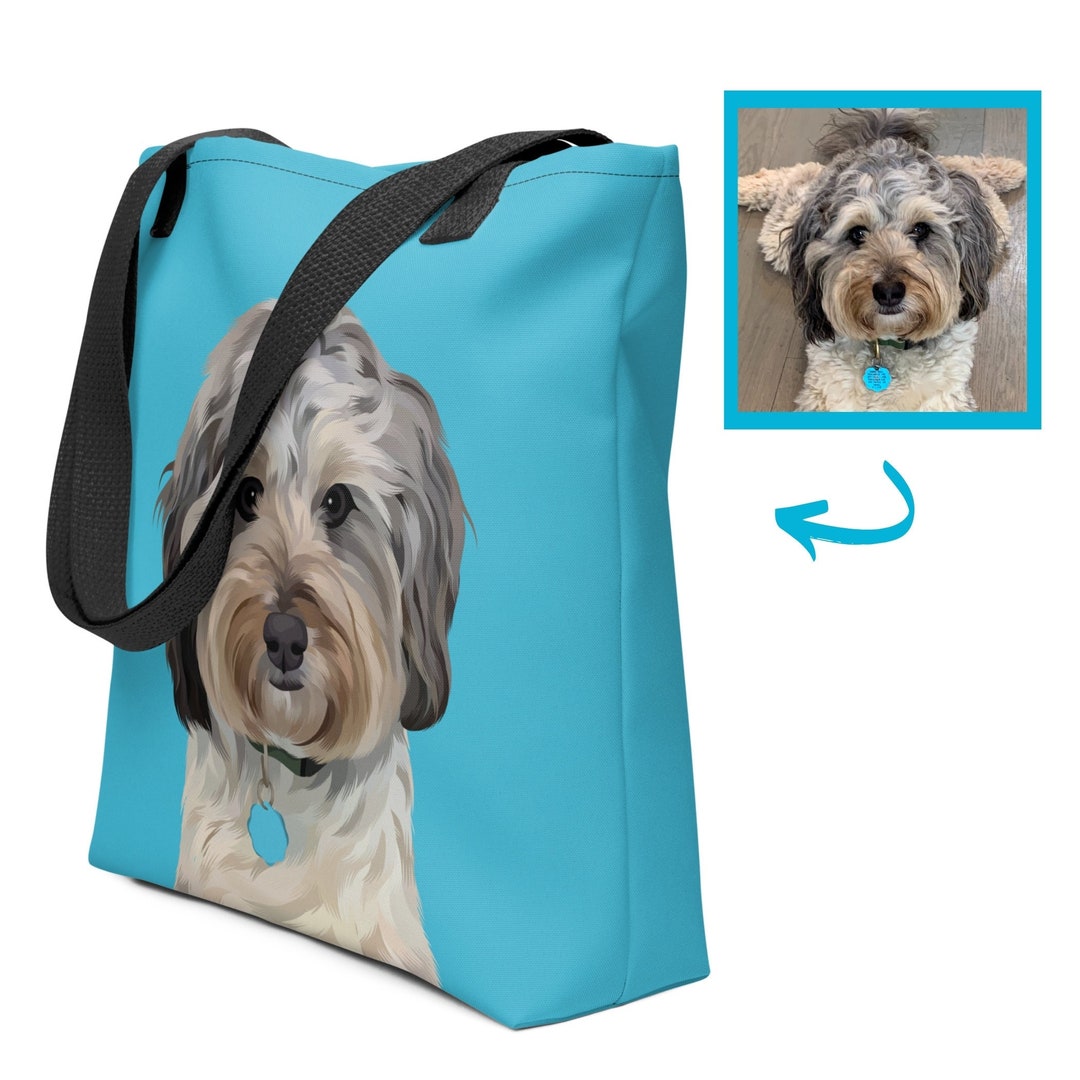 Custom Pet Portrait Tote Bag, Pet Portrait From Photo, Custom Tote Bag ...