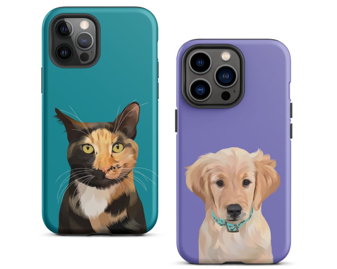 Custom Pet Portrait Phone Case, Dog iPhone Case, Cat Phone Case, Dog ...