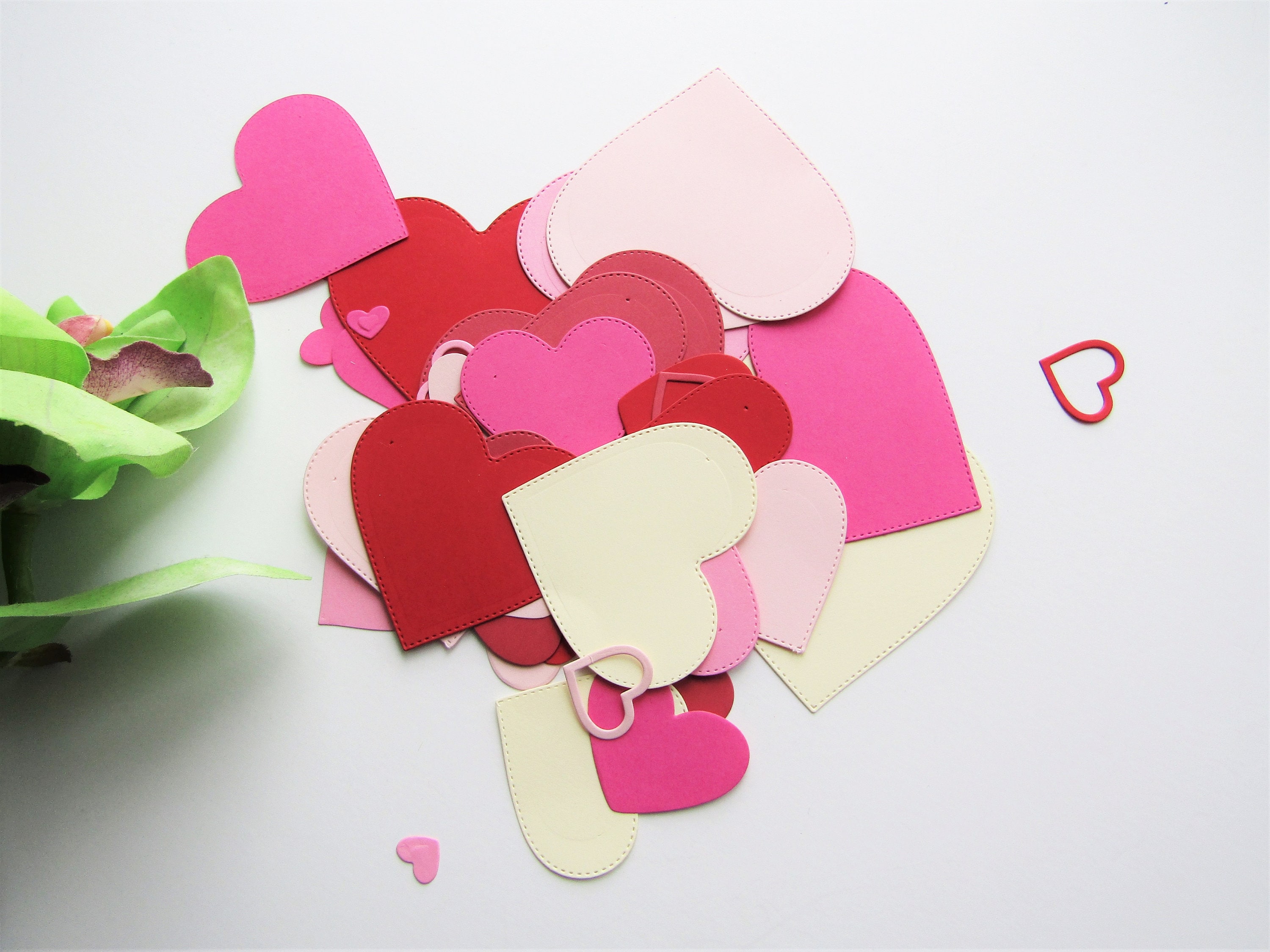Handmade Paper Heart Die Cuts, Pink to Red Shades, 54 Pieces - Etsy
