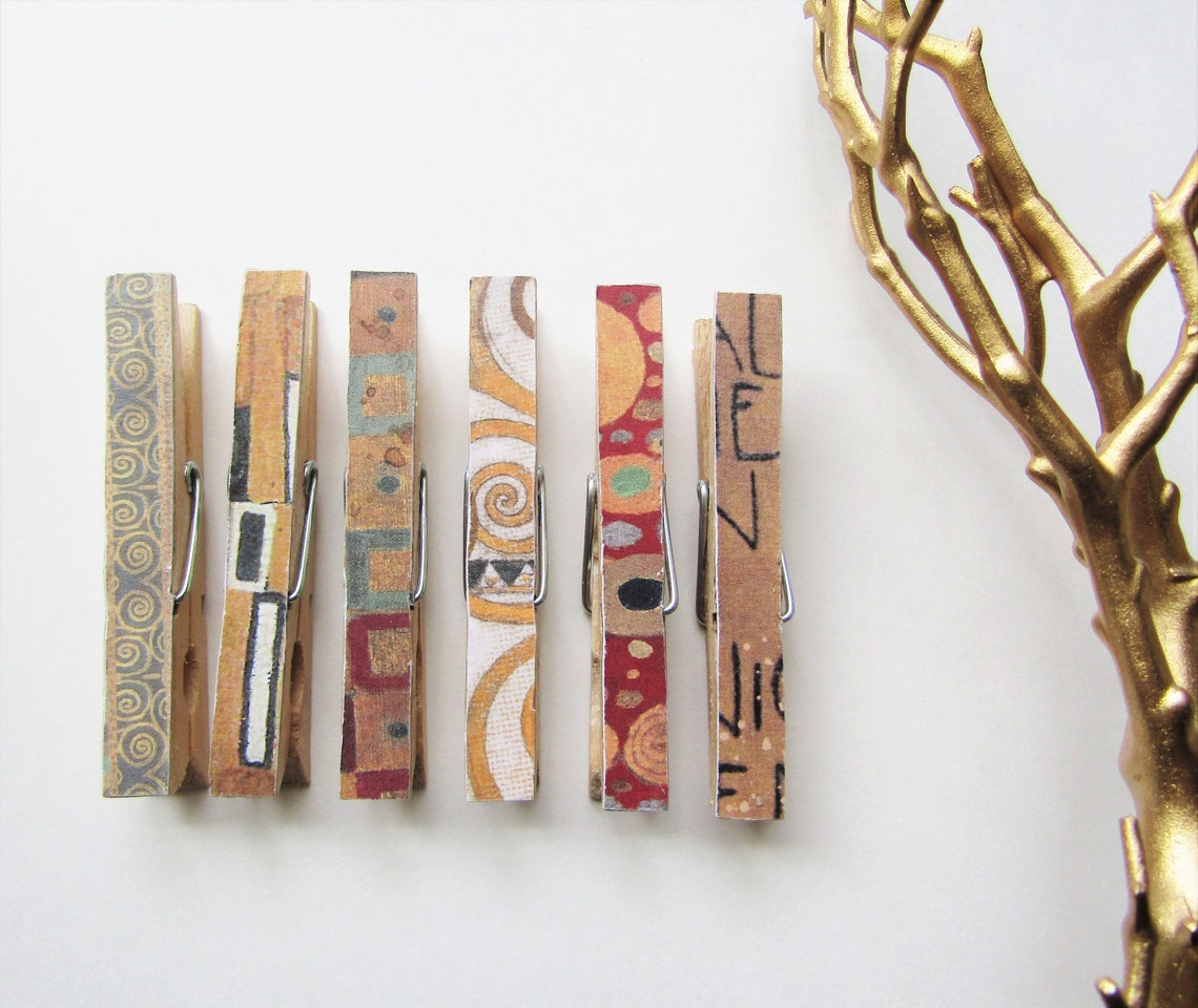 NEW Clothespins, Klimt Art, Handmade, Artist Clothespins, Rustic Style ...