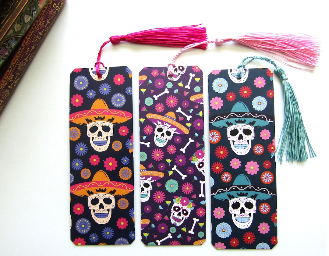 Paper Bookmarks, Day of the Dead, Skulls With Sombreros, Dia De Los ...